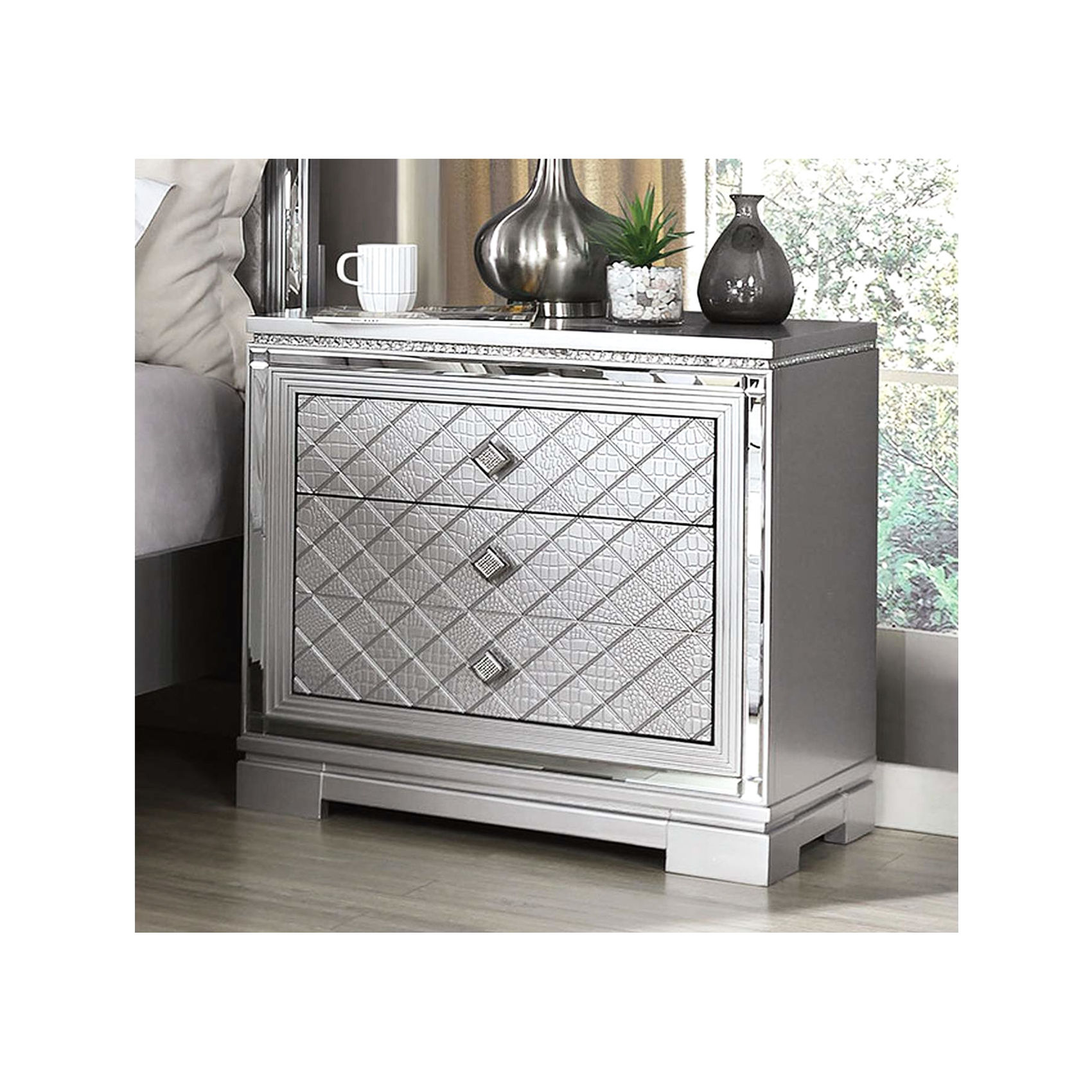 Silver - Finished Nightstand Feature - Add Texture and Elegance to Your ...