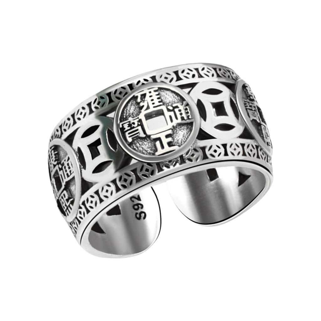Silver Five Emperors Coins Styling Charm Mens Ring Stylish Party Wear ...