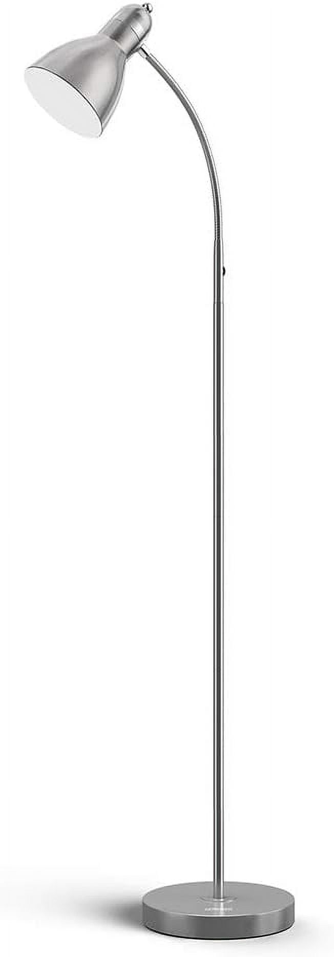 Silver Floor Lamp with Metal Standing Design, Adjustable Gooseneck ...