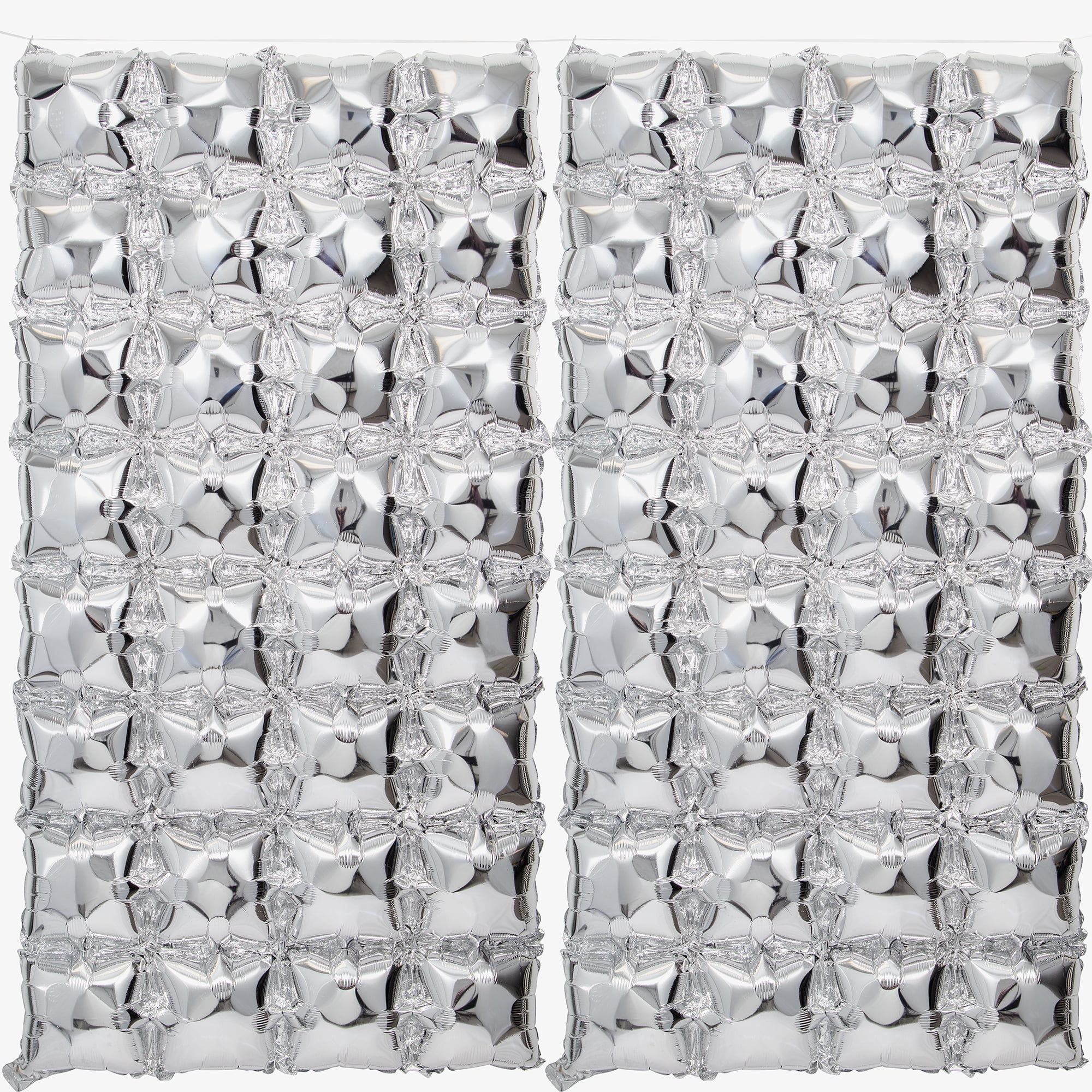 Silver Foil Air-Filled Balloon Backdrops, 27" x 55", 2 Count, by Way To ...