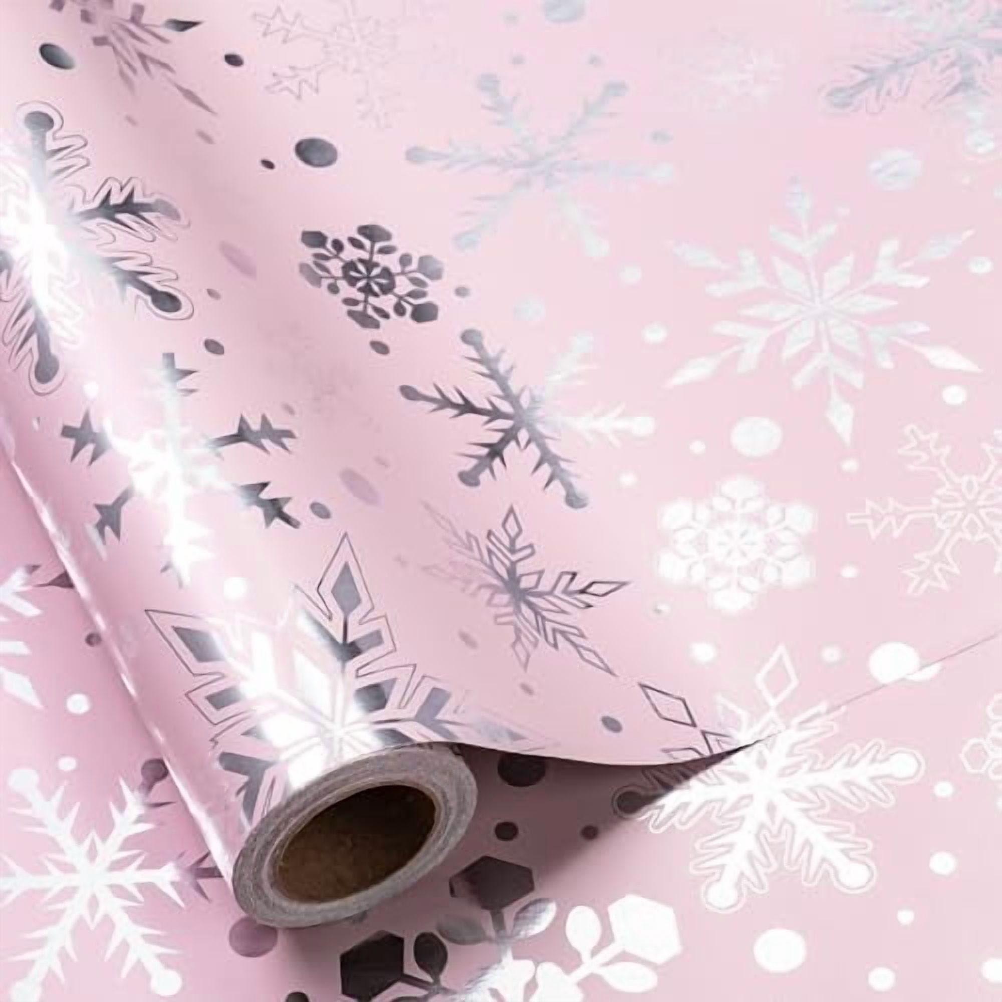 Silver Foil Snowflake Christmas Wrapping Paper Roll, Mini Roll, Elegant ...