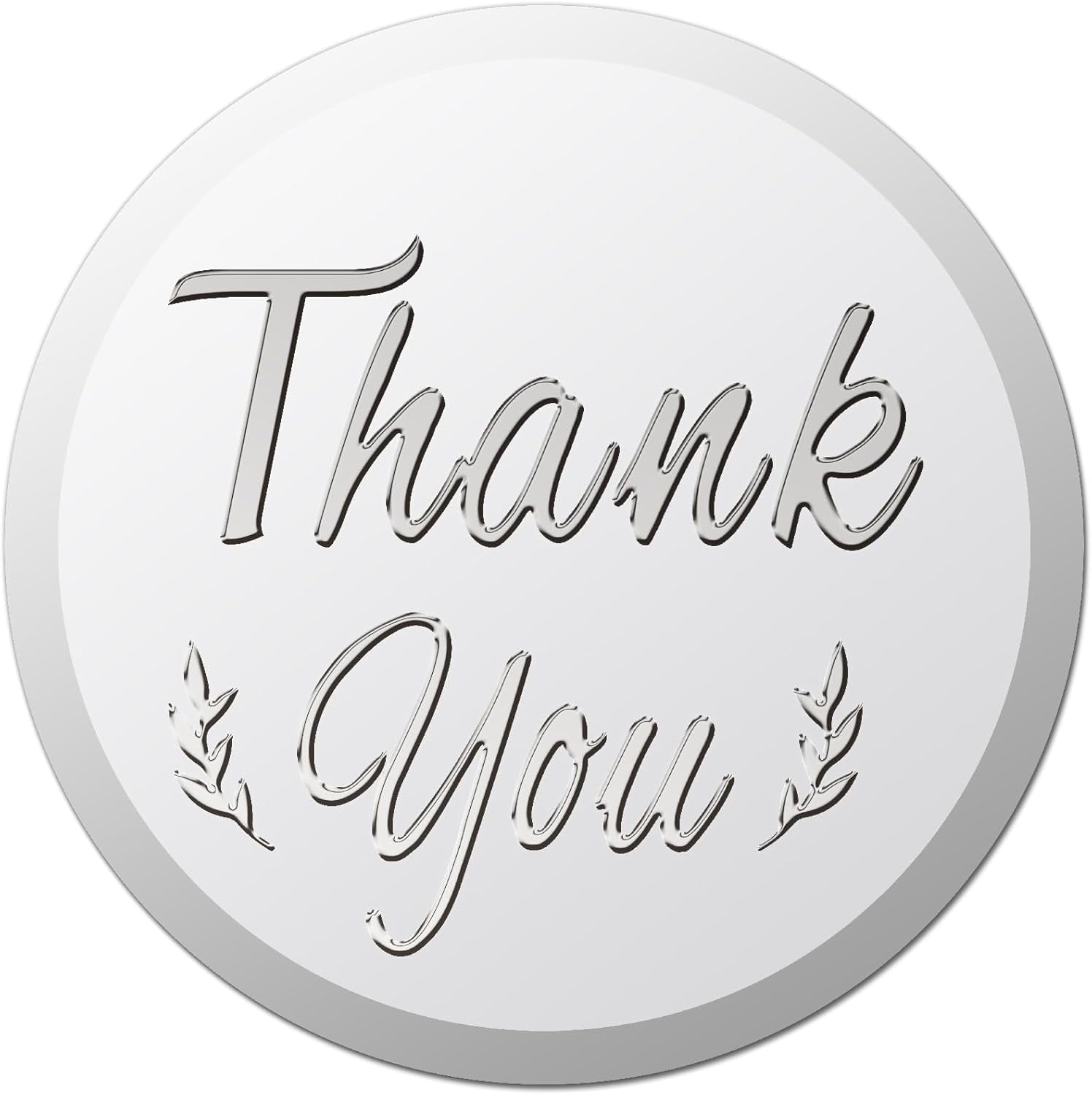 Silver Foil Stickers 100Pcs 1.5 Inch Wheat Leaf Thank You Round Self ...