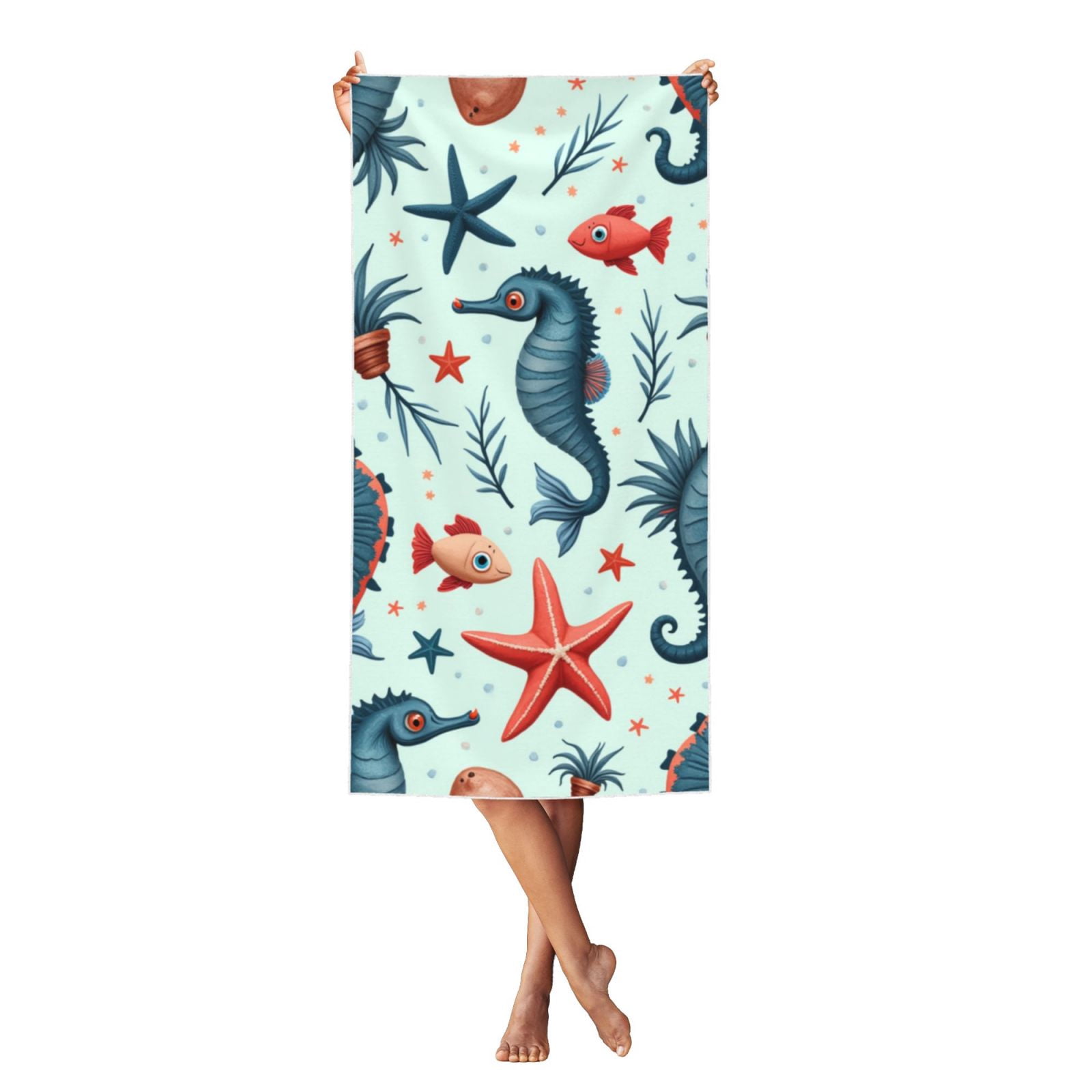 Silver Fox Velvet Beach Towel, Abstract Fish And Sea World (320 ...