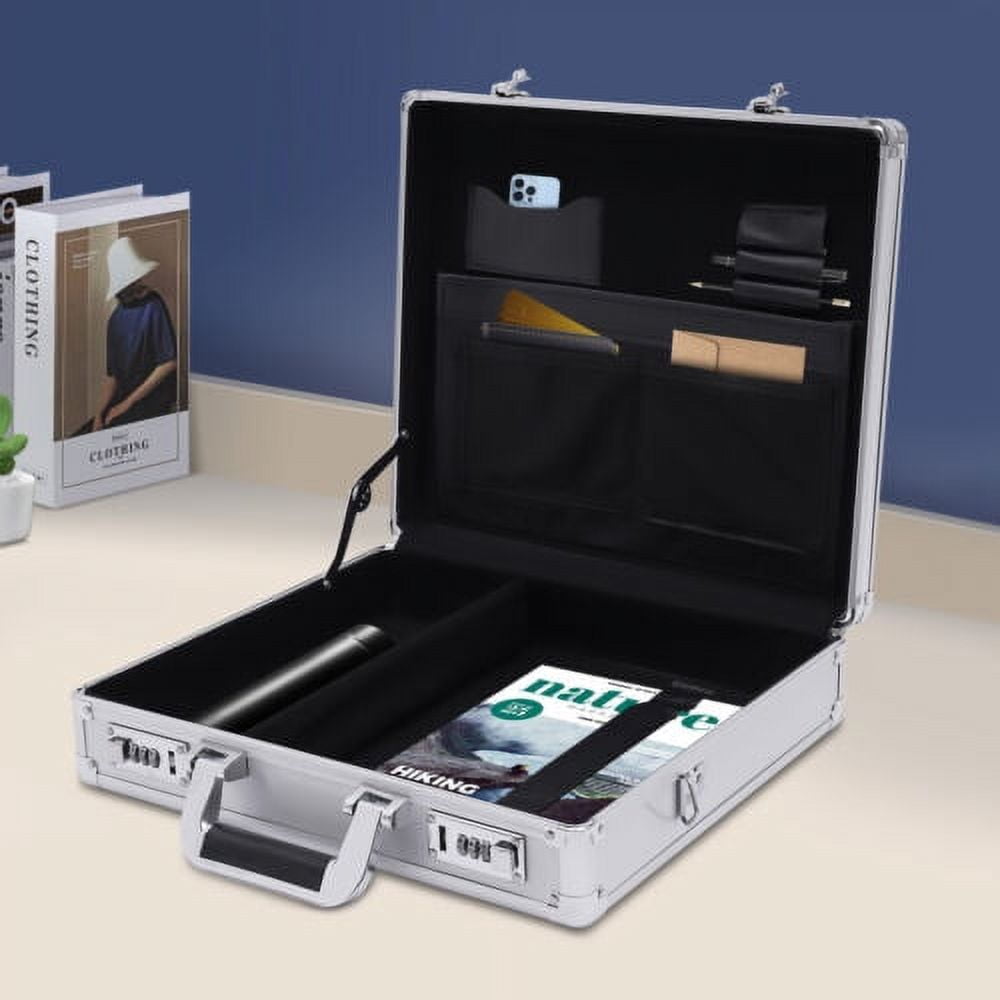 Silver Frame Aluminum Briefcase Hard-sided Case with Combination Lock ...