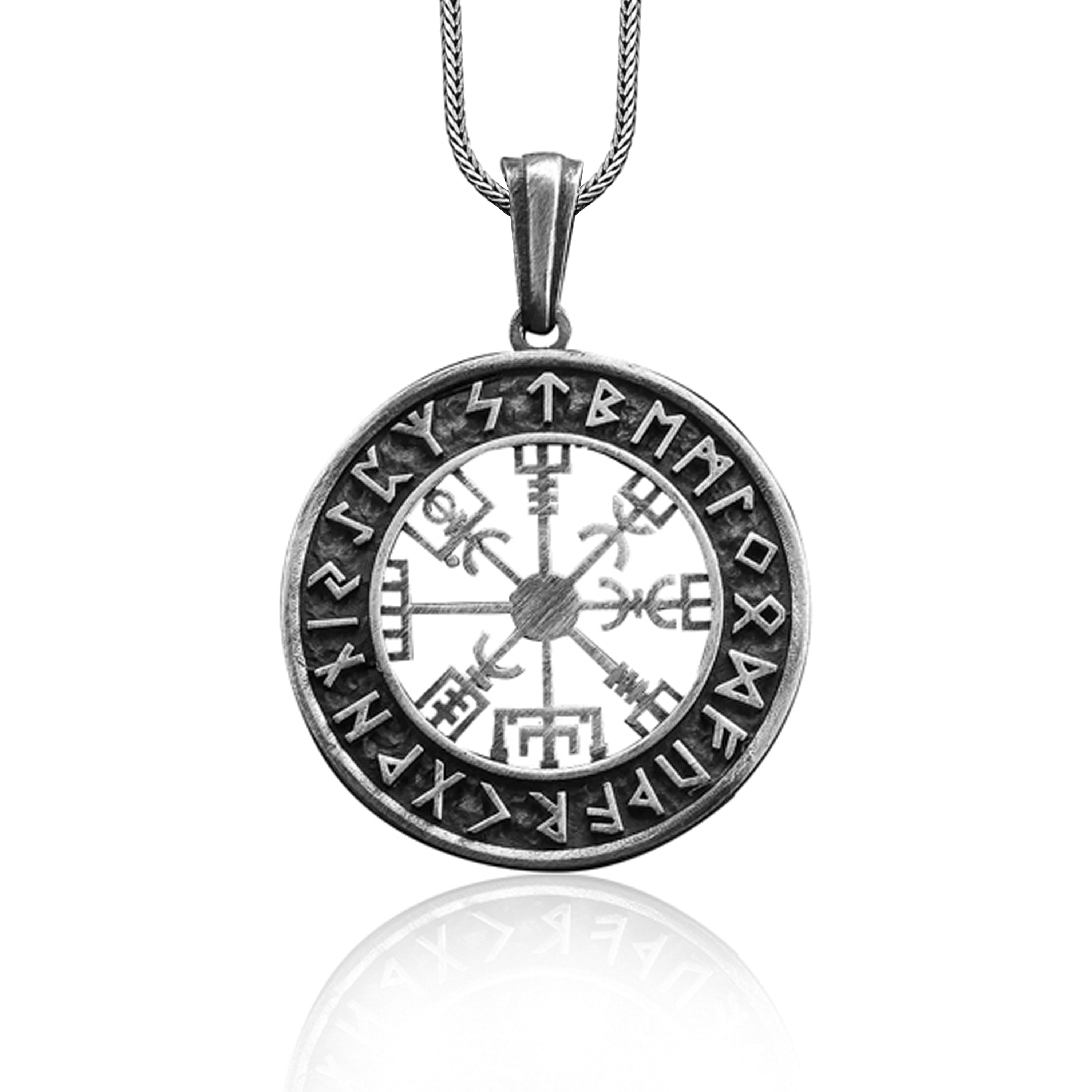 Silver Freya Runic Circle Norse Altar Necklace, Viking Vegvisir Pendant ...