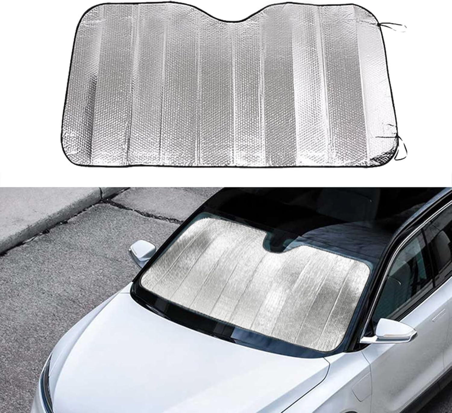 Silver Front Window Sun Protector Cover,Foldable Reflective Sun Visor ...