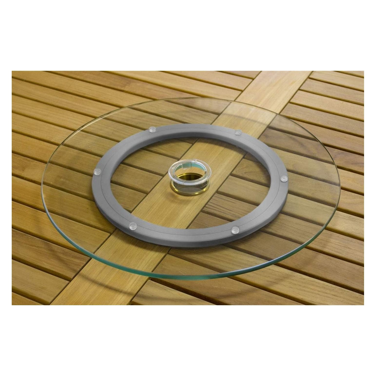 Silver Glass Outdoor Lazy Susan with Umbrella Hole - Walmart.com