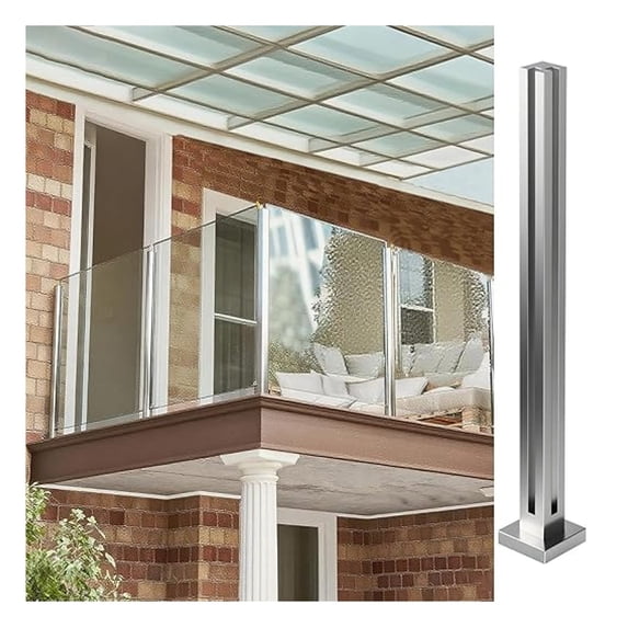 Silver Glass Railing, 304 Stainless Steel Glass Balustrade Post for ...