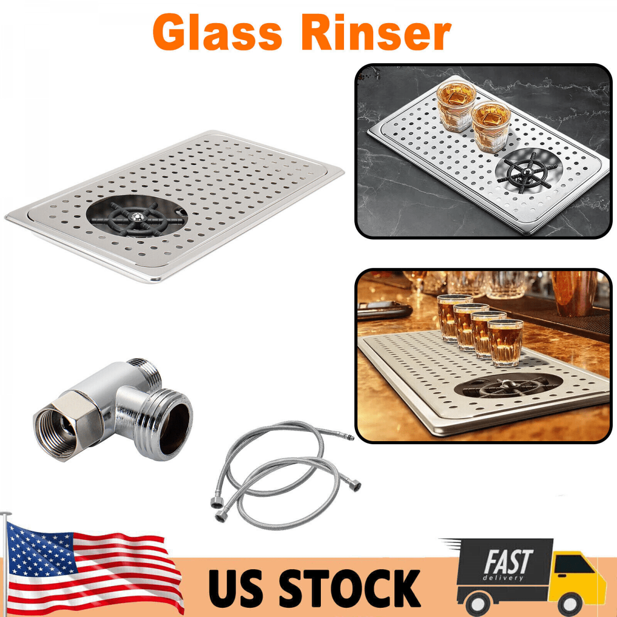 Silver Glass Rinser Coffee Milk Tea Beer Cup Pitcher Washer Cleaner ...