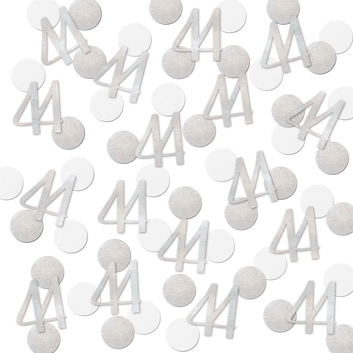 Silver Glitter 44 Confetti, 44th Birthday Number Confetti, 200pcs ...
