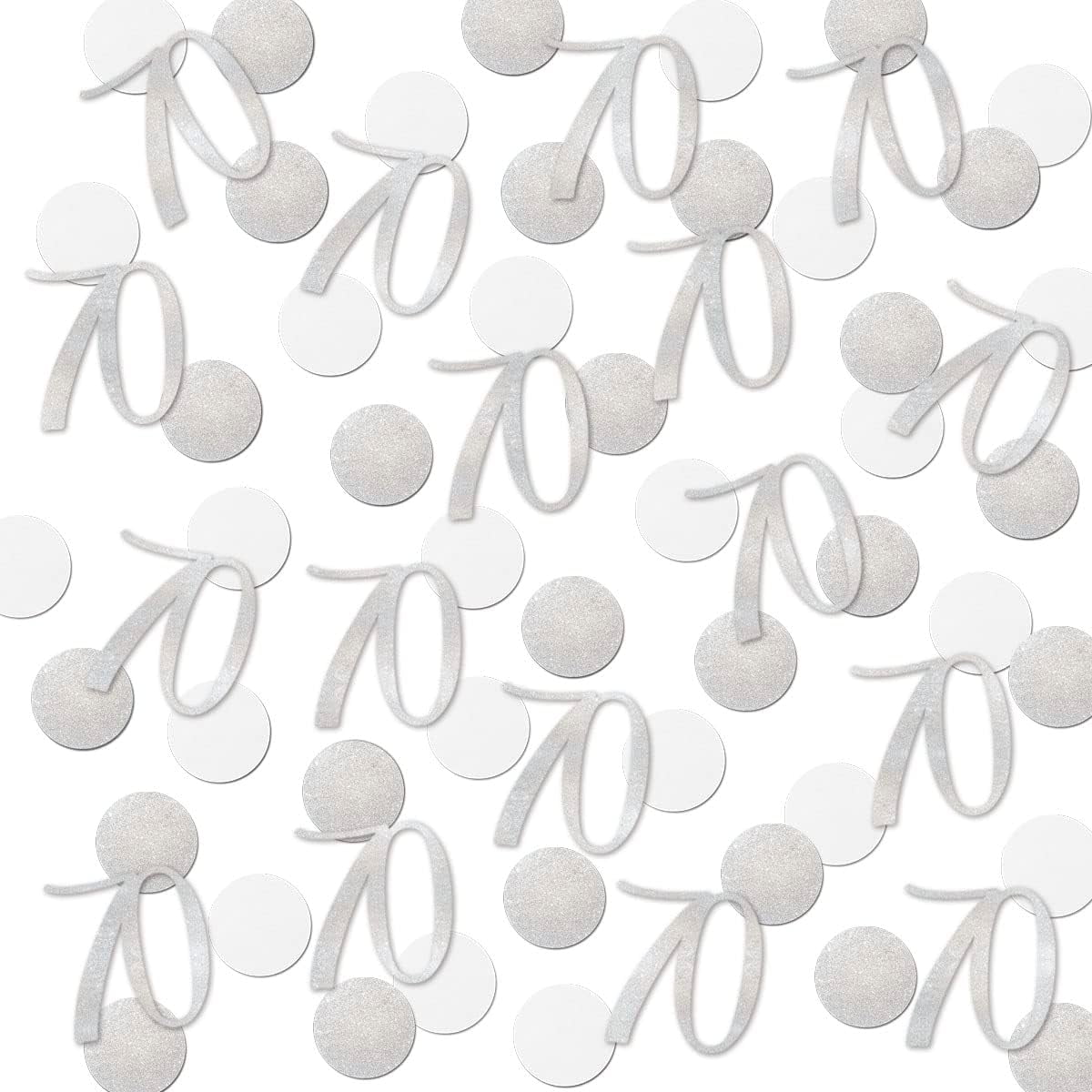 Silver Glitter 70 Confetti, 70th Birthday Number Confetti, 120Pcs ...