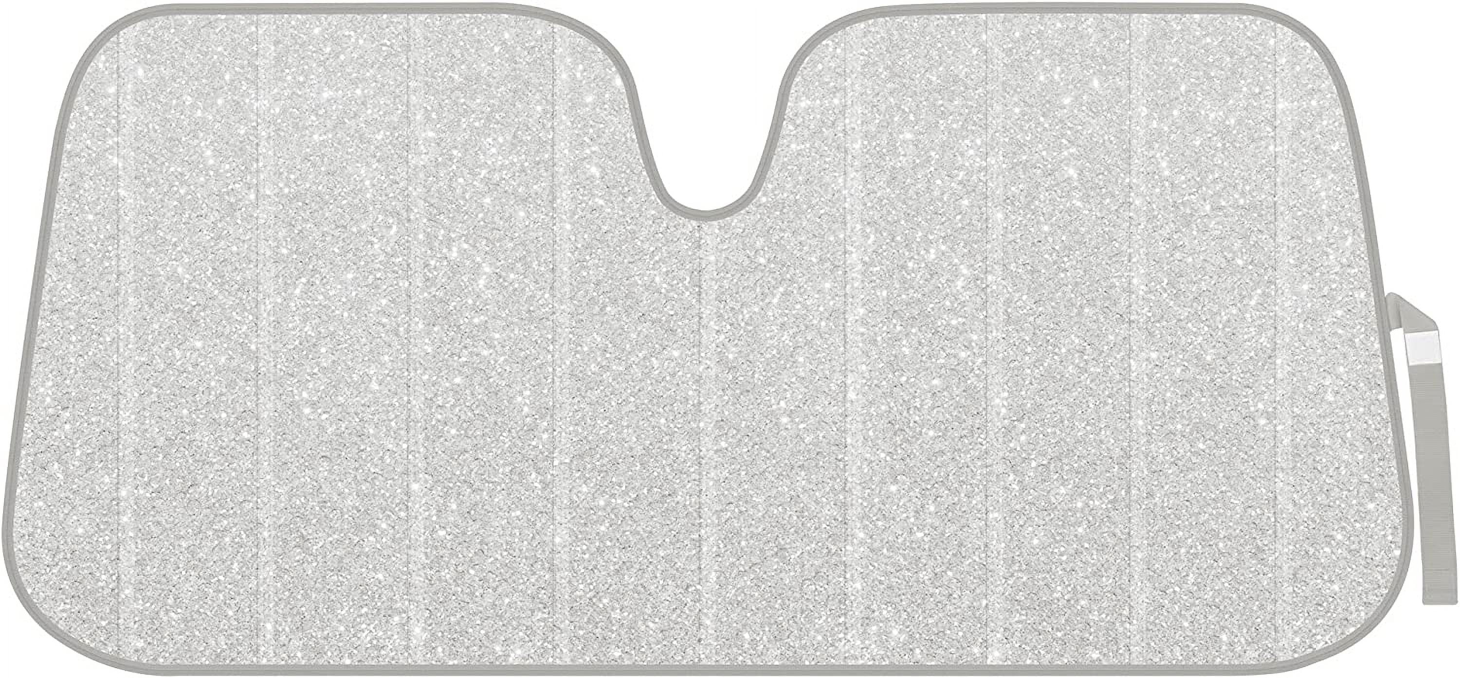 Silver Glitter Car Windshield Sun Shade - Car Sun Visor Sun Shade for ...