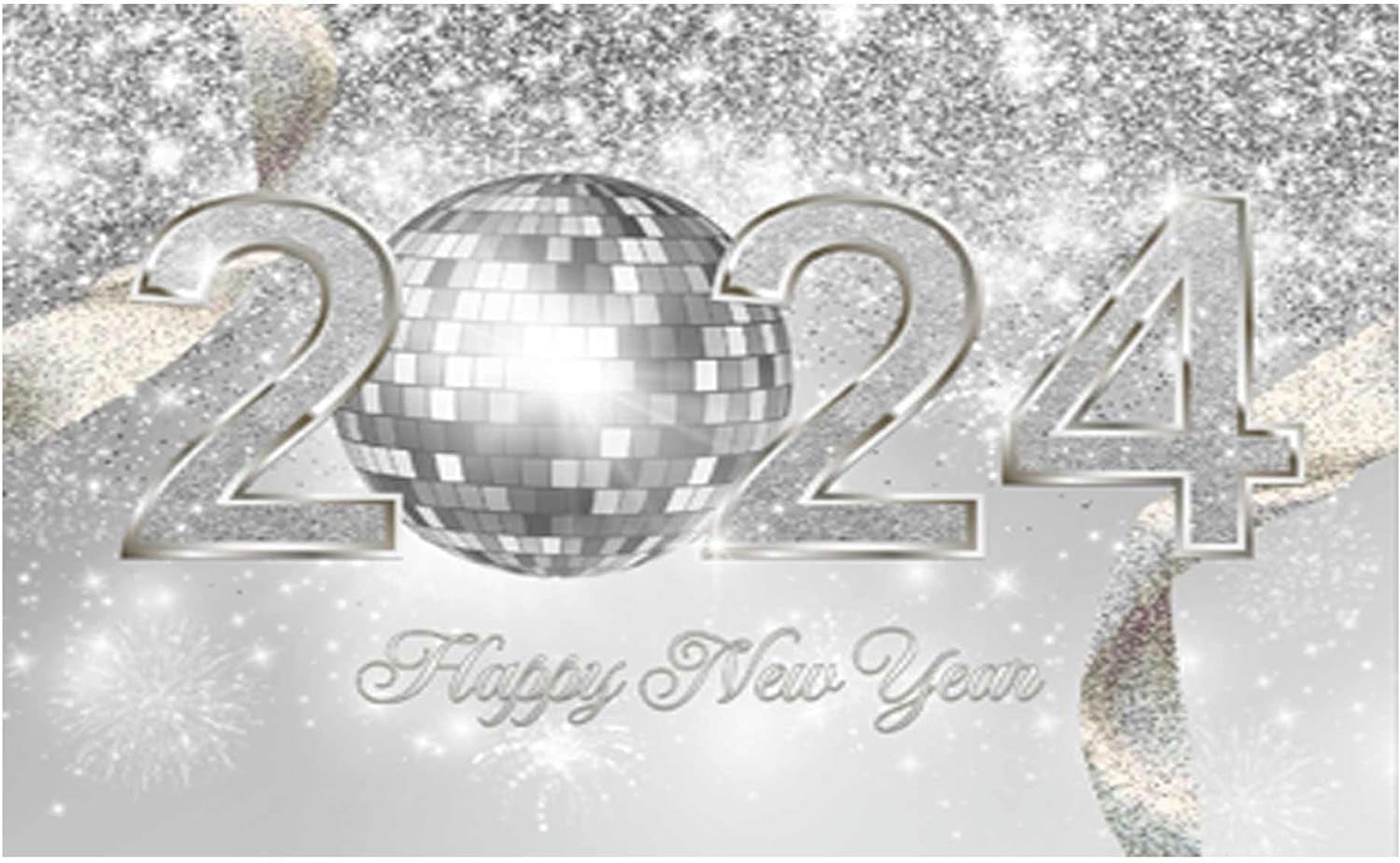 Silver Glitter Disco Ball Backdrop for Girl Happy New Year 2024 ...