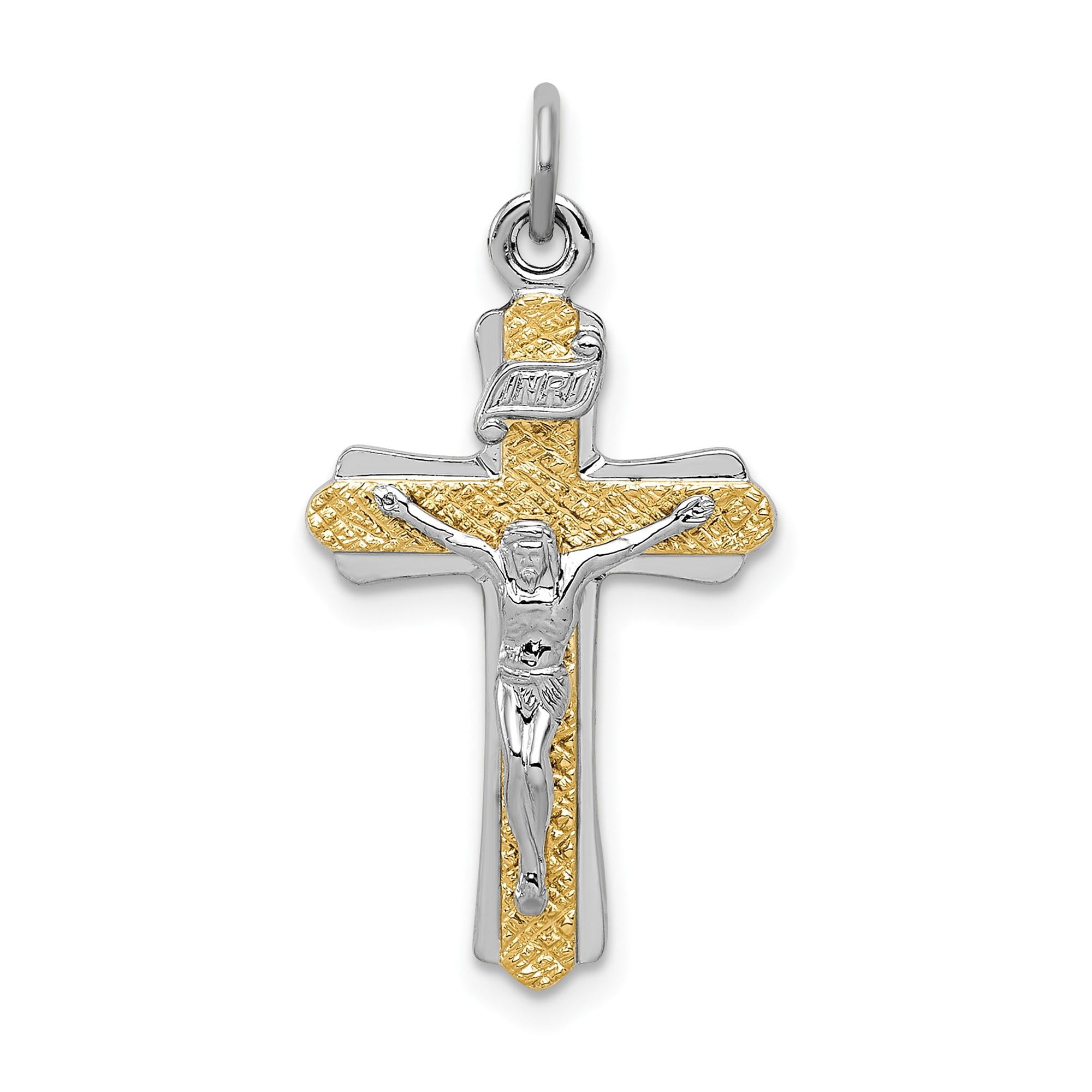 Silver and Gold Crucifix Cross Pendant Necklace for Men and Women with ...