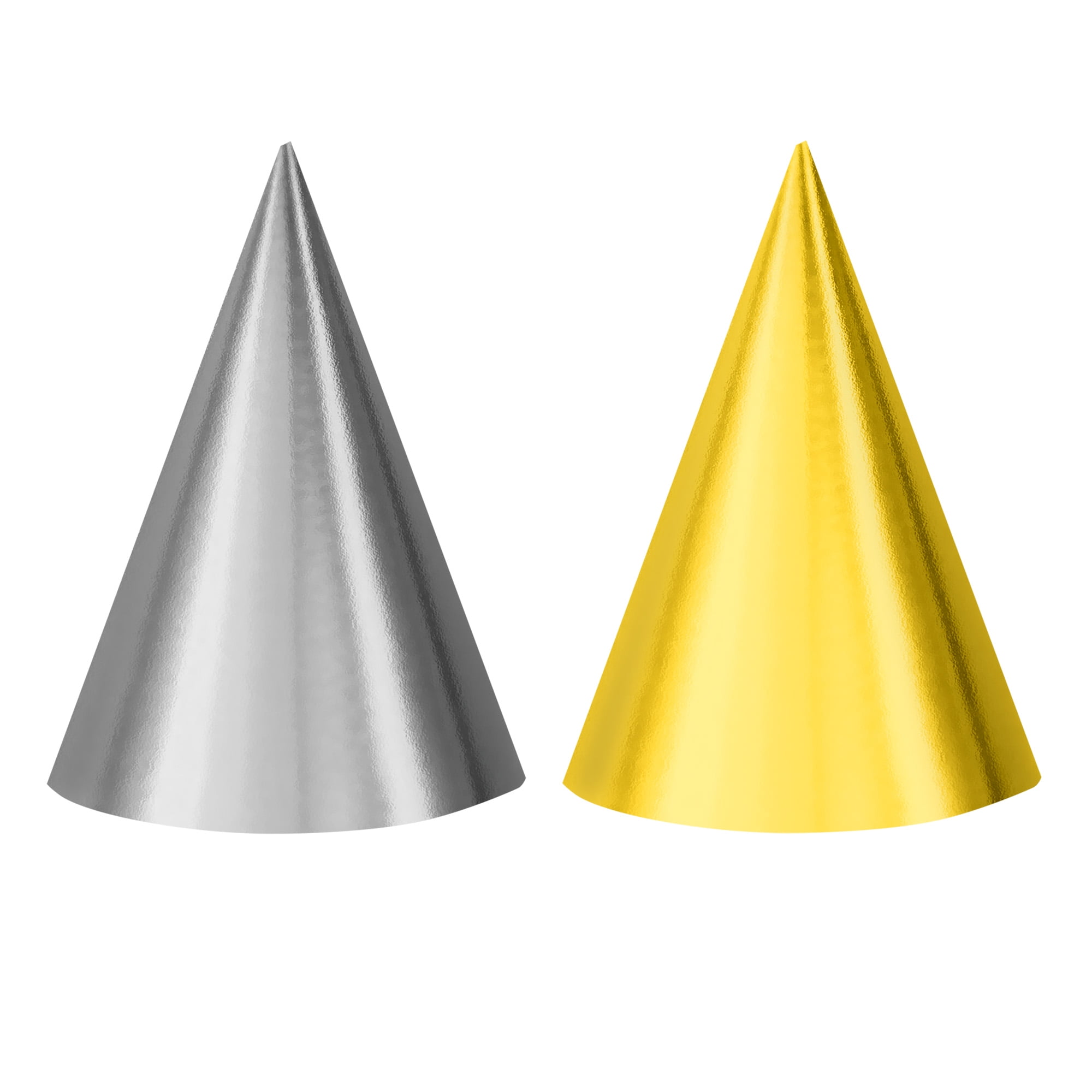 Silver & Gold Foil Cone Hats (12) - Walmart.com