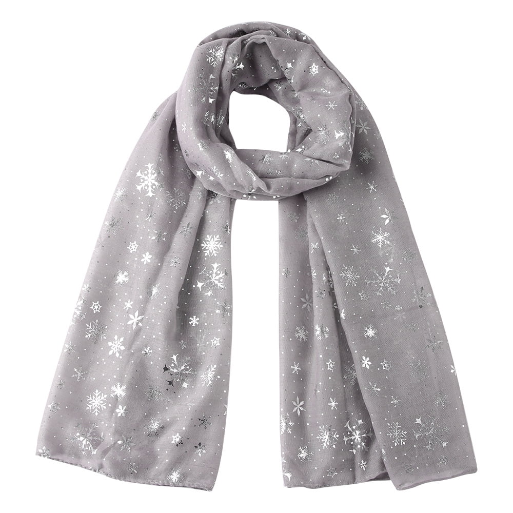 Silver Gold Glitter Shimmer Sparkle Foil Star Print Women's Scarf Shawl ...