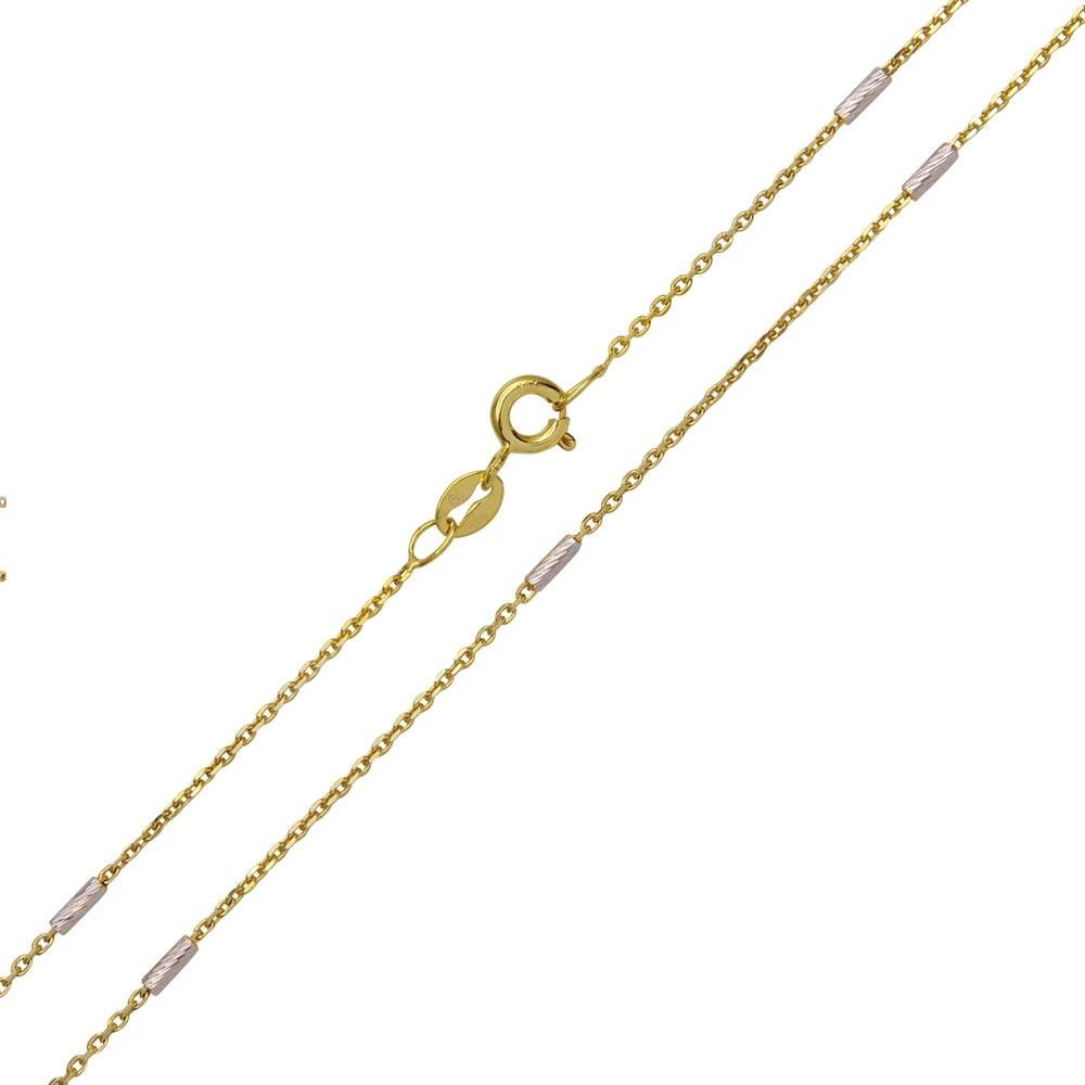 Silver Gold Plated Rolo Cable Slash Tube Link Chain 1.3mm Made in Italy ...