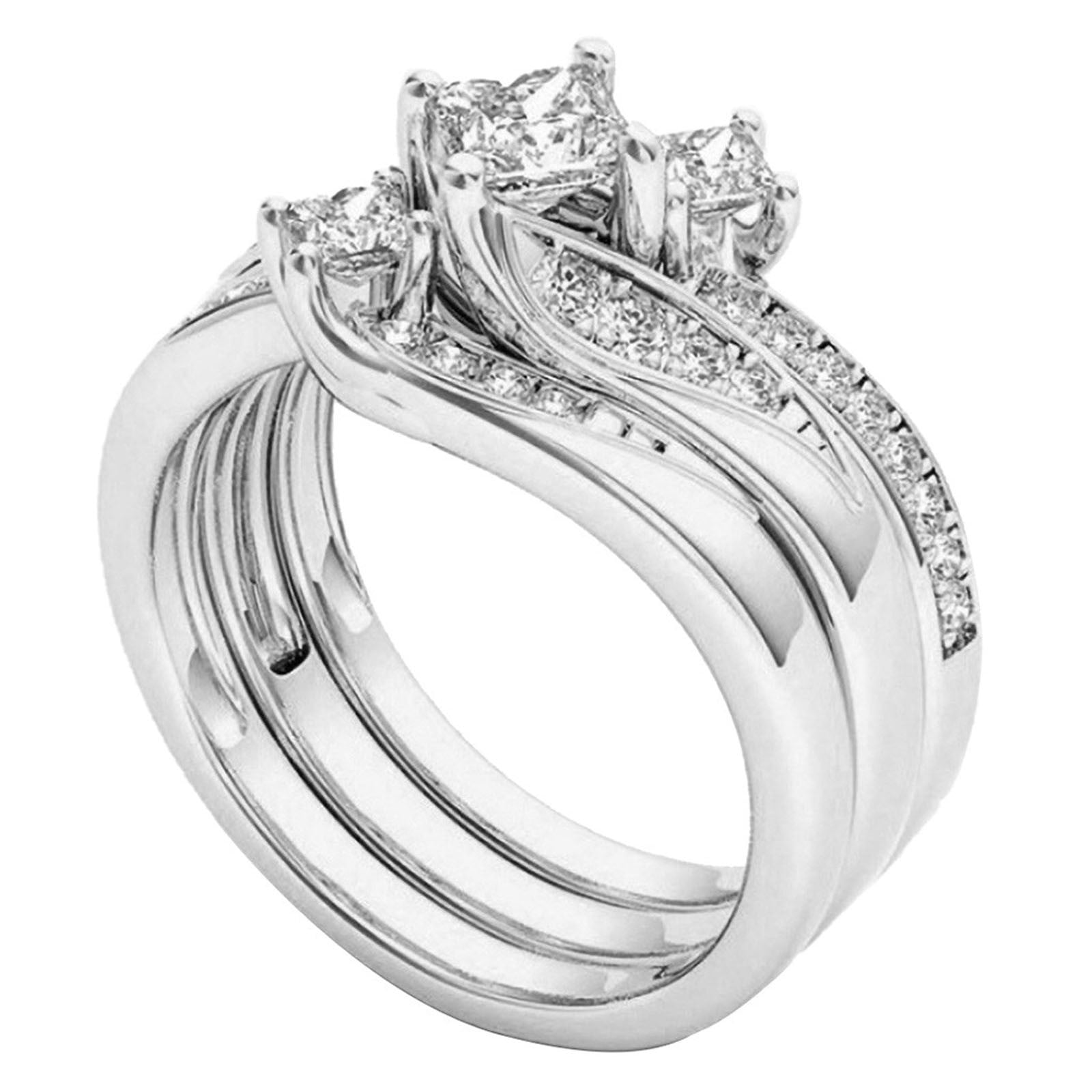 Silver Gold Promise Rings Delicate Design Knot Set Diamond Fashion Ring ...