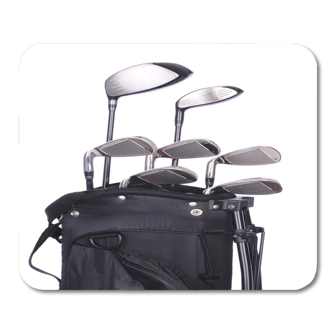 Silver Golfclub of Golf Clubs in Black on White Mousepad Mouse Pad ...