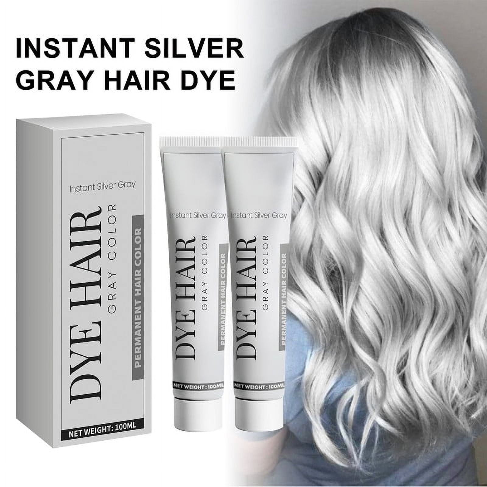 Silver Gray Hair Dye Cream,Light Grey Silver Colour Cream,Long Lasting ...