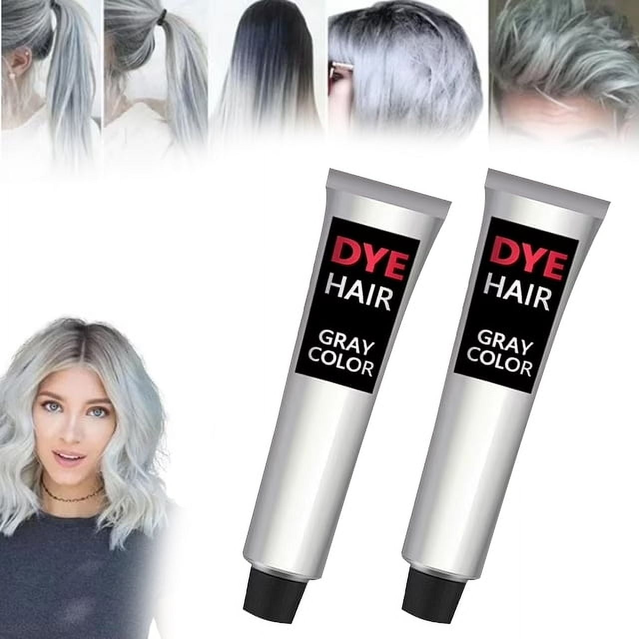 Silver Gray Hair Dye Cream, Smokey Grey Permanent Hair Dye, Light Gray ...