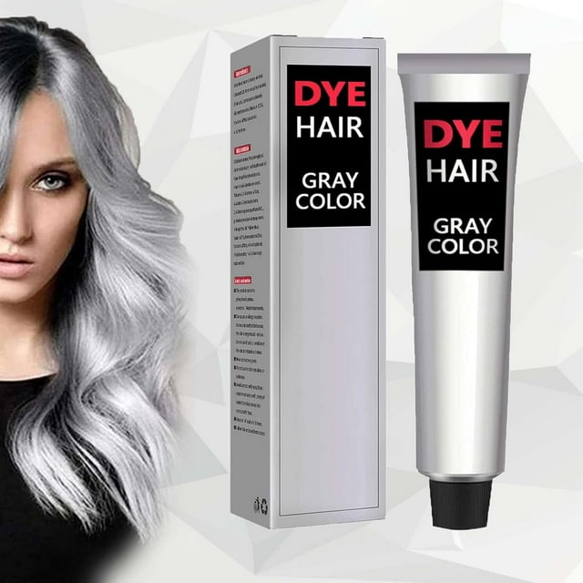 Silver Gray Natural Hair Dye Cream, Fashion Permanent Hair Dye Light ...