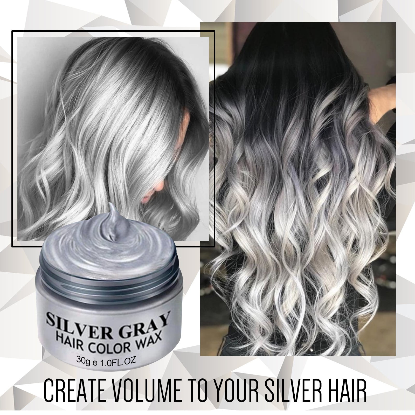 Temporary Silver Gray White Hair Color Wax Pomades 1oz - Natural Hair ...