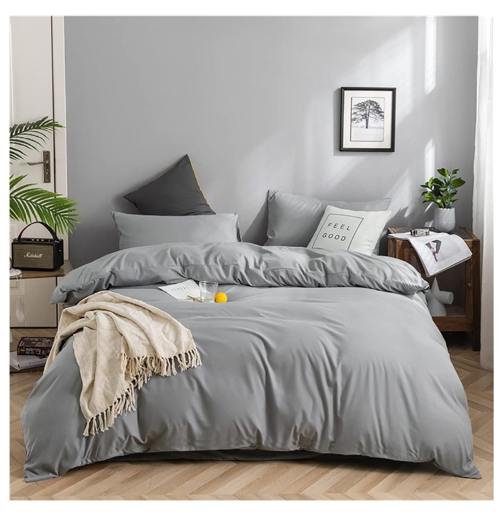 Silver Grey Comforter Set Full Bright Gray Beddig Set for Kids Teens ...
