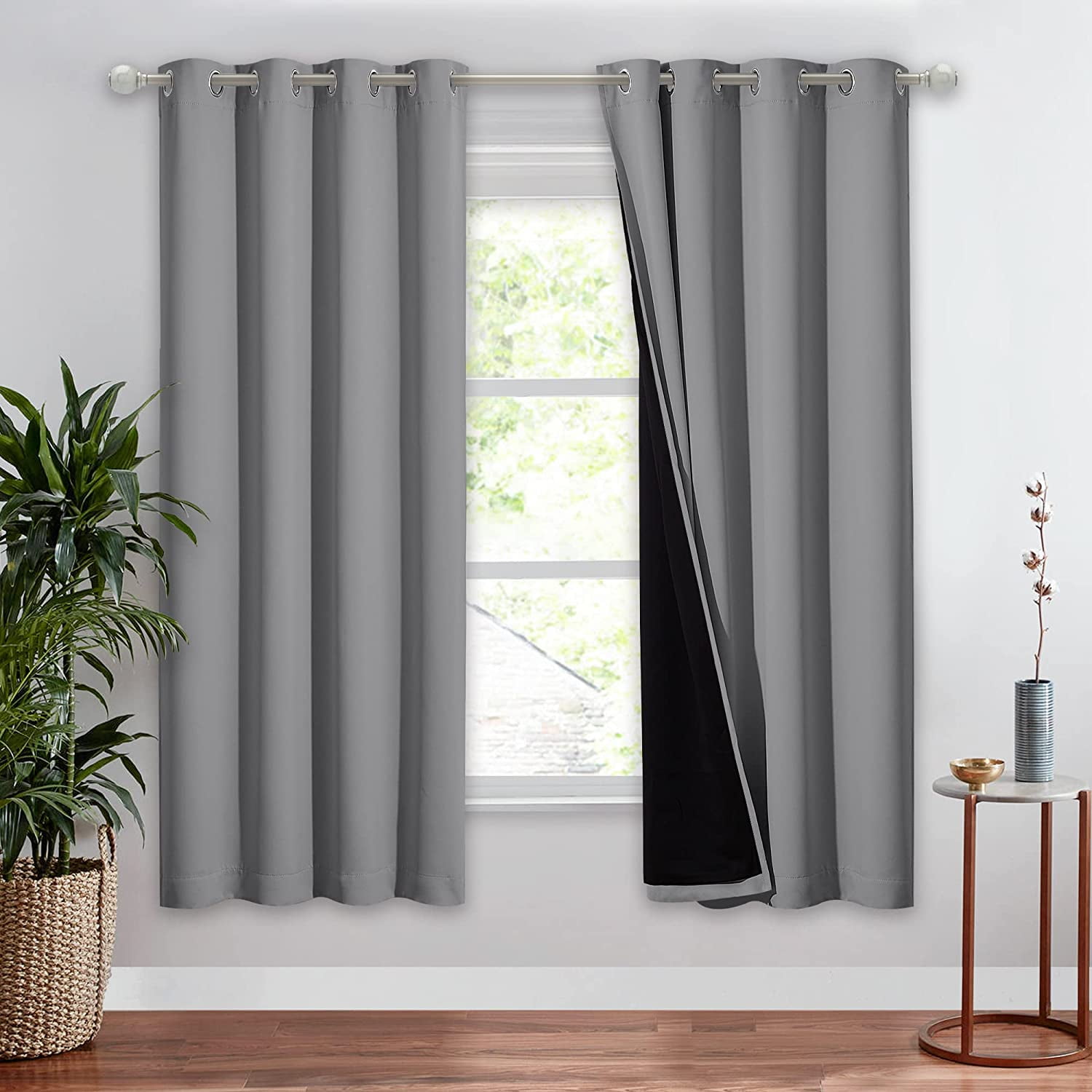 Silver Grey Full Shade Curtain Panel, Energy Smart & Noise Blocking Out ...