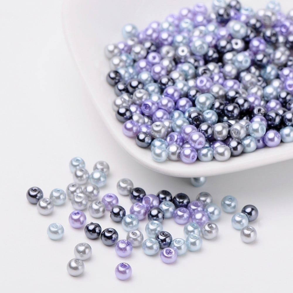 Silver-Grey Mix Pearlized Glass Pearl Beads Mixed Color - Walmart.com