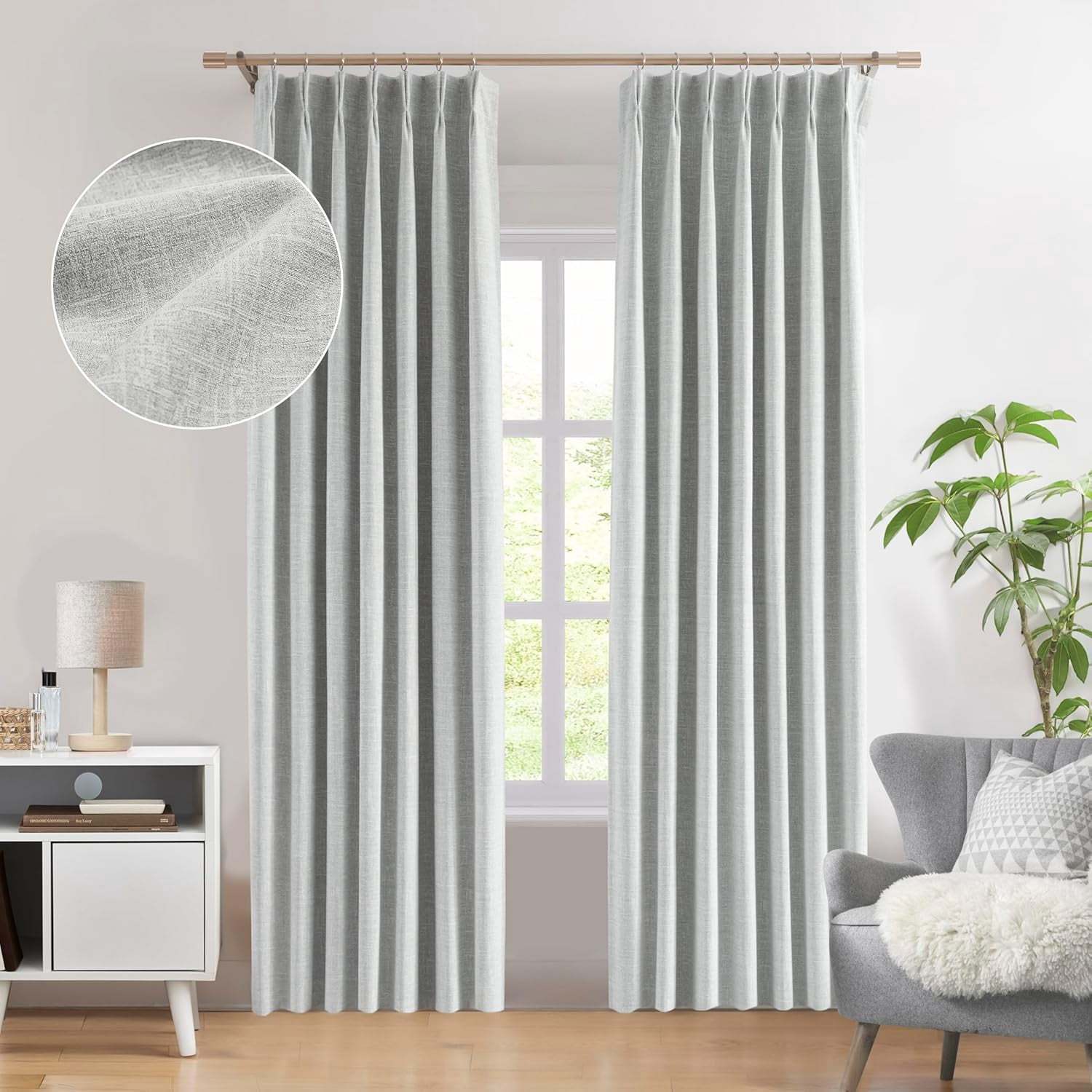 Silver Grey Pinch Pleated 95% Blackout Window Curtain Panels for ...