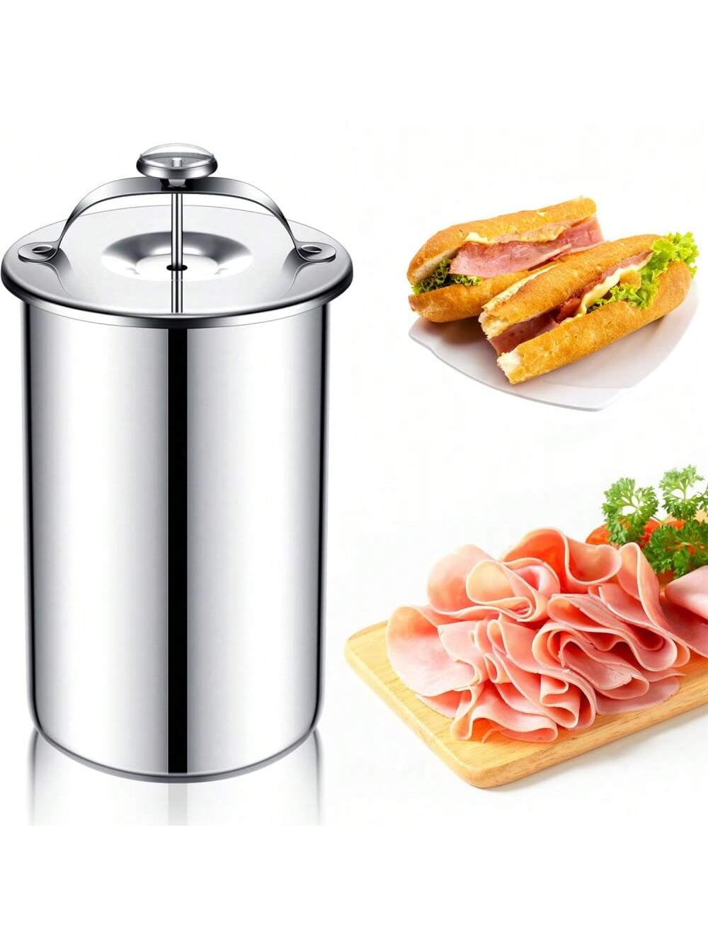 Silver Handle Ham Maker Meat Press Tool,Making Ham Meat Deli Lunch ...