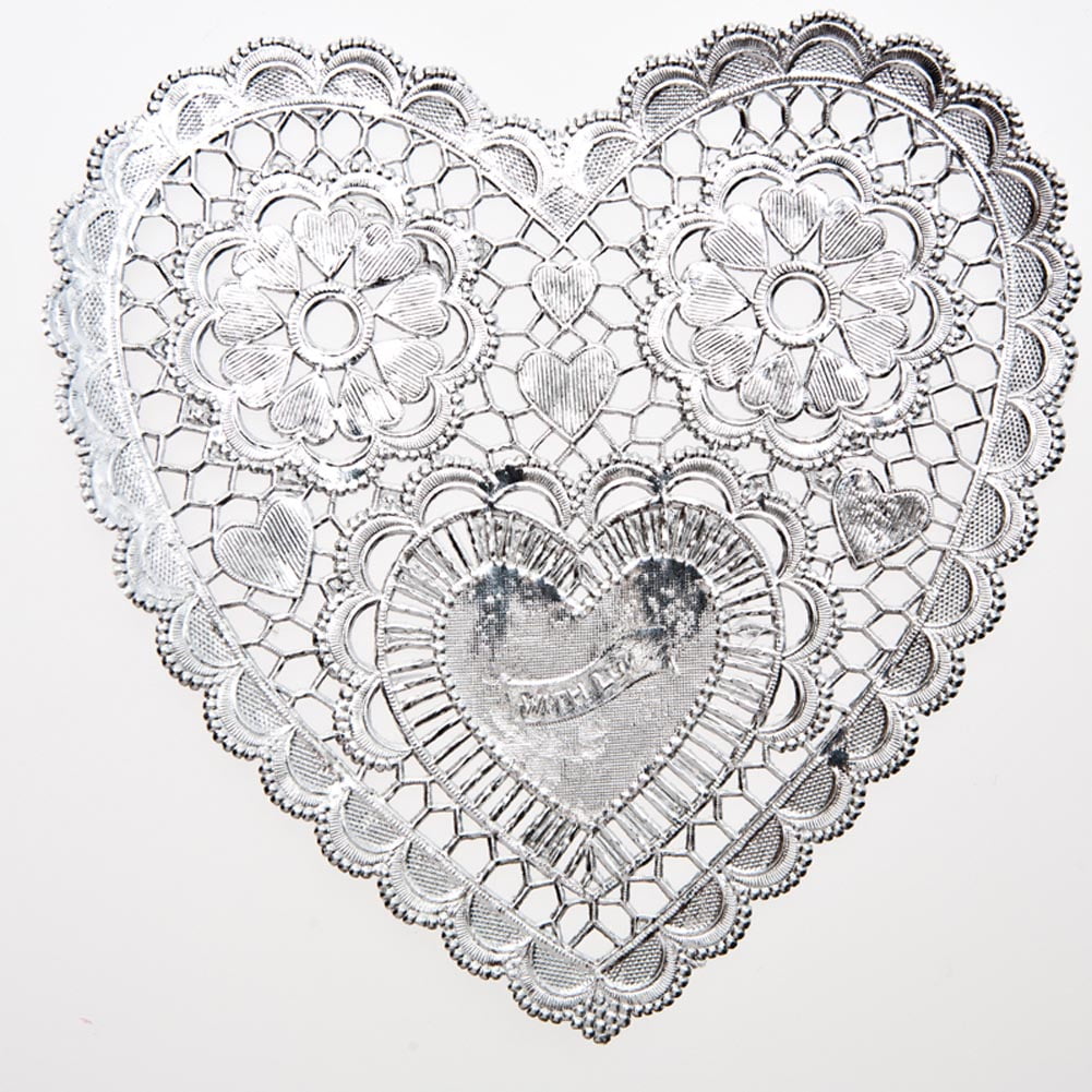 Silver Heart Foil Doilies - Walmart.com