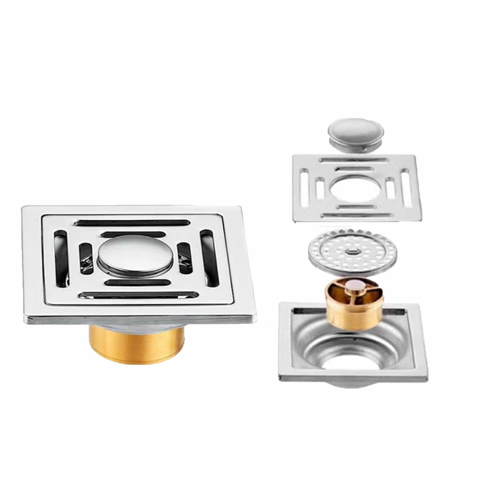 Silver Heavy Duty Stainless Steel Shower Drain Anti Clog Design Self ...