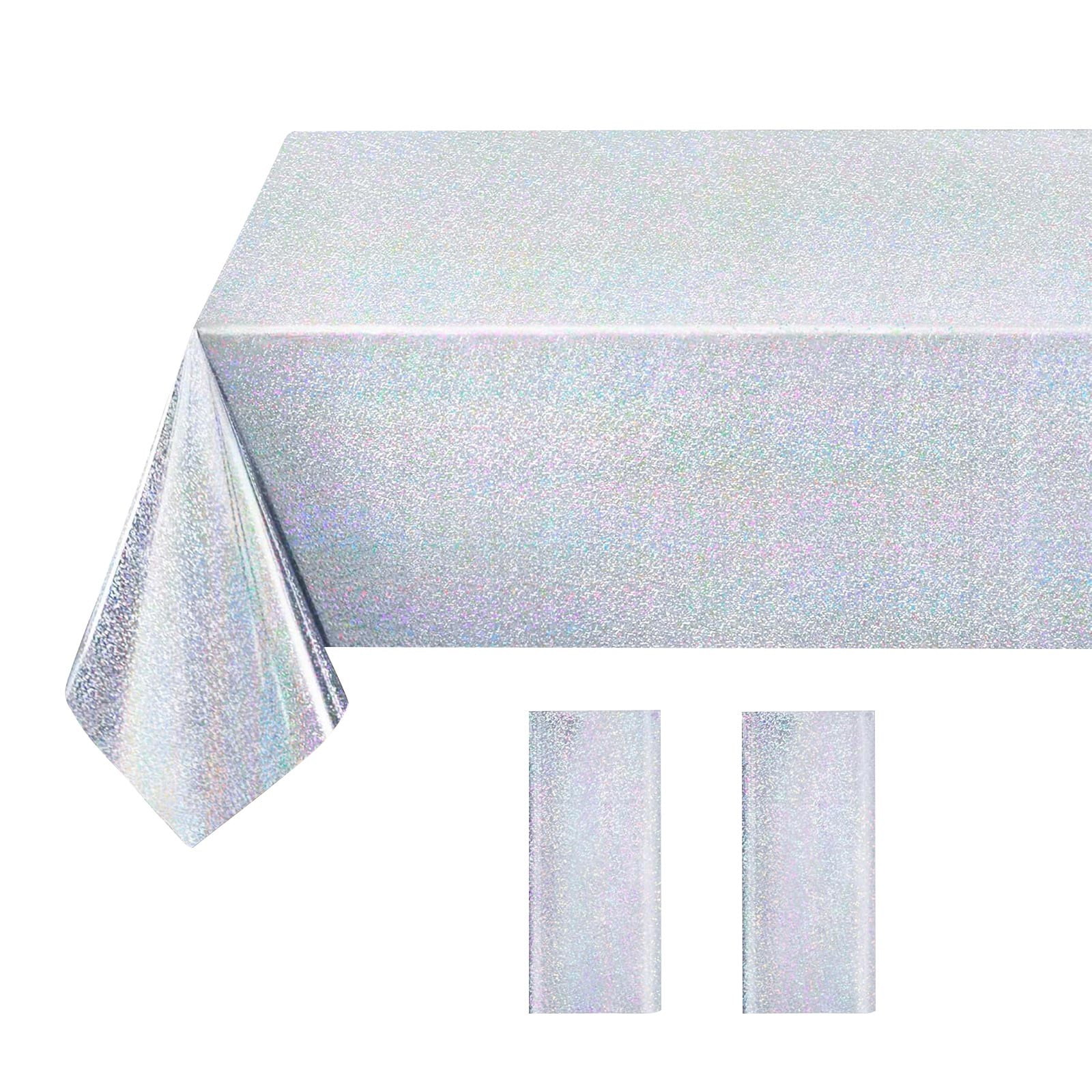 Silver Holographic Tablecloths Shiny Disco Laser Table Cloths 54" x 108 ...