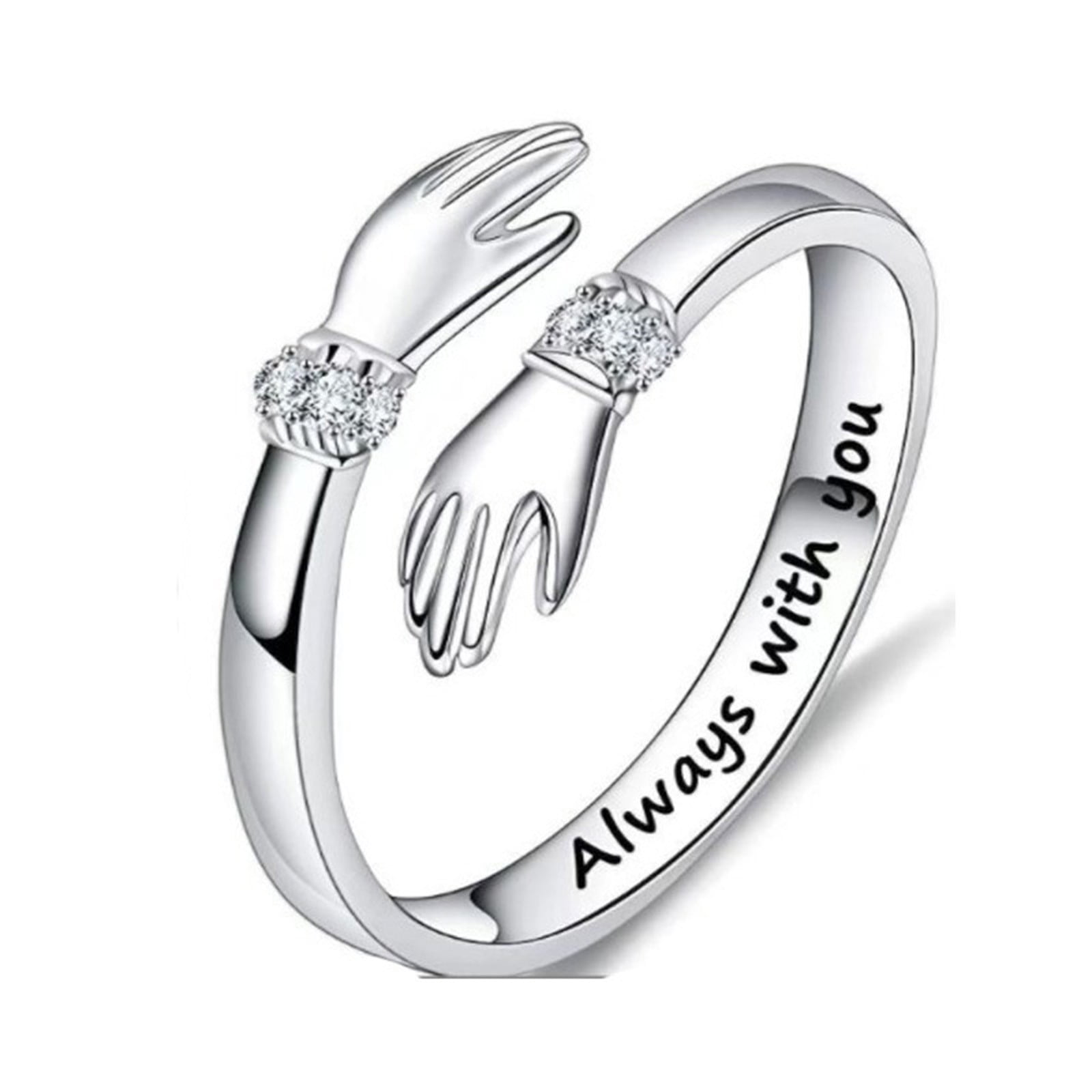 Silver Hug Rings Always With You Adjustable Hug Ring For Couple Hugging ...