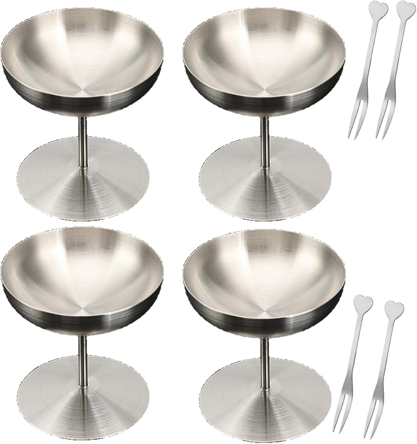 Silver Ice Cream Bowls, Silver Footed Dessert Cups for Sundae, Fruit ...