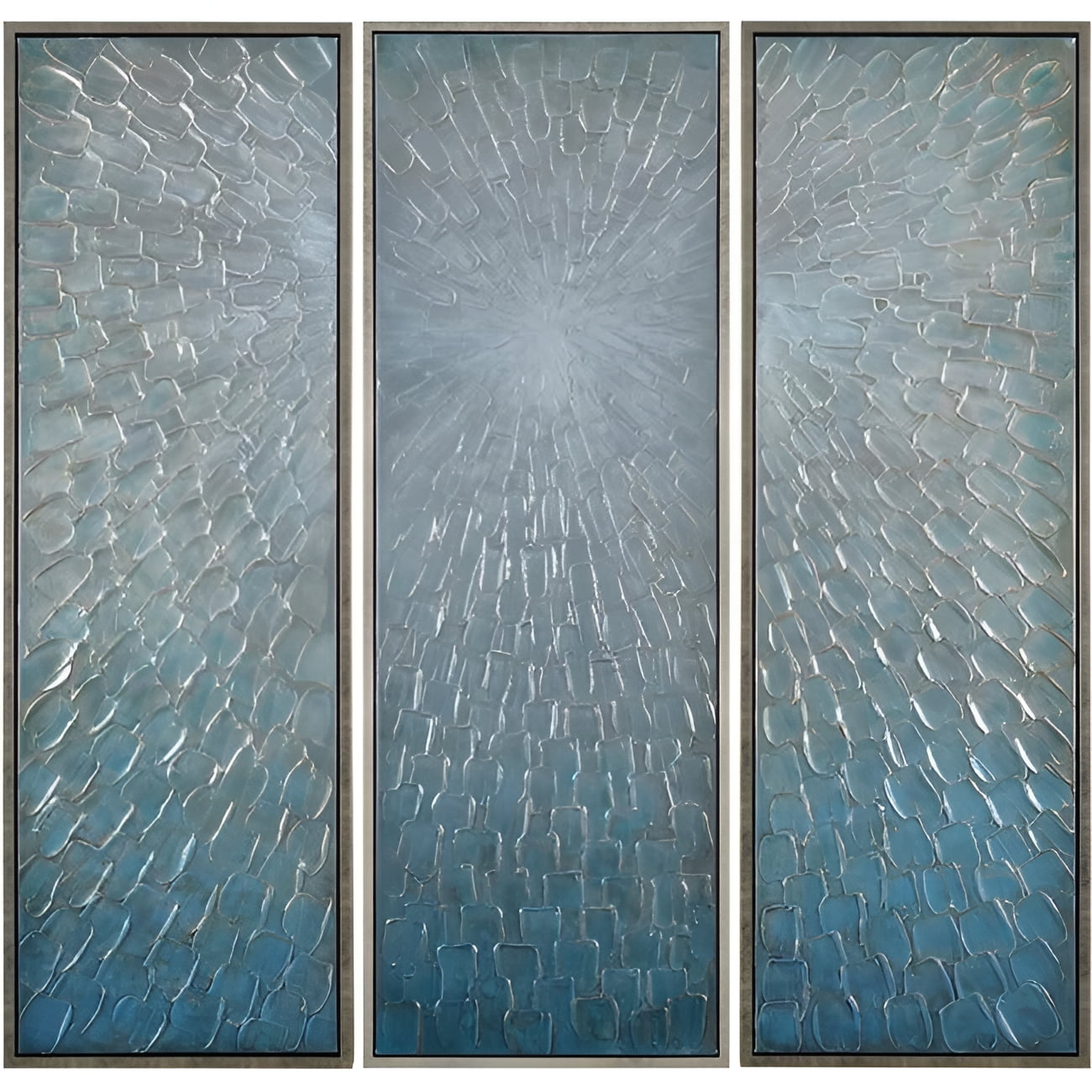 Silver Ice Textured Metallic Hand Painted Canvas Wall Art by Martin ...