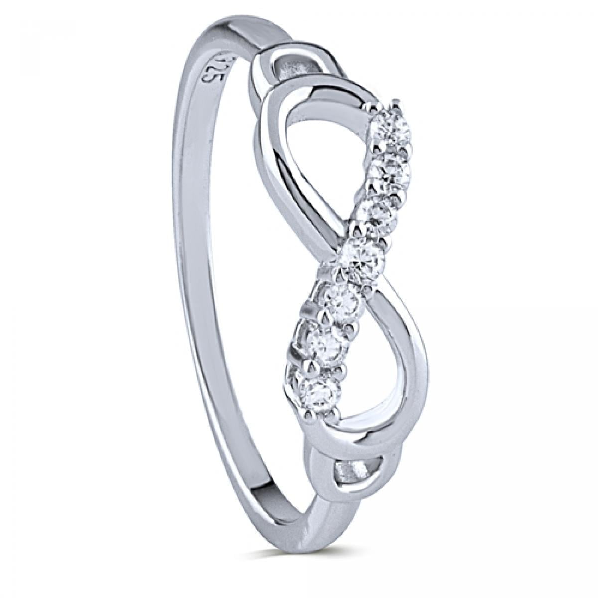 Silver Infinity Symbol With White Cubic Zirconia Stones Ring - Walmart.com
