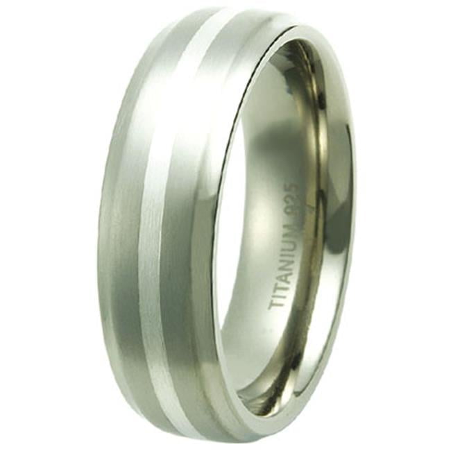 Silver Inlay Titanium Ring Size - 11 - Walmart.com