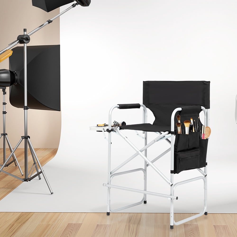Silver Iron Black Cloth Director Chair Foldable 120kg Capacity with ...