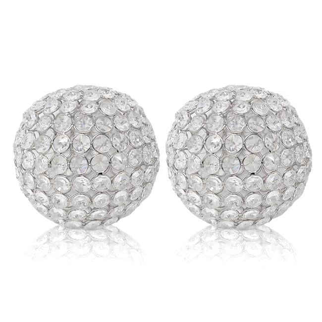 Silver Iron & Cristal Spheres, Set of 2 - 5 x 5 x 5 in. - Walmart.com