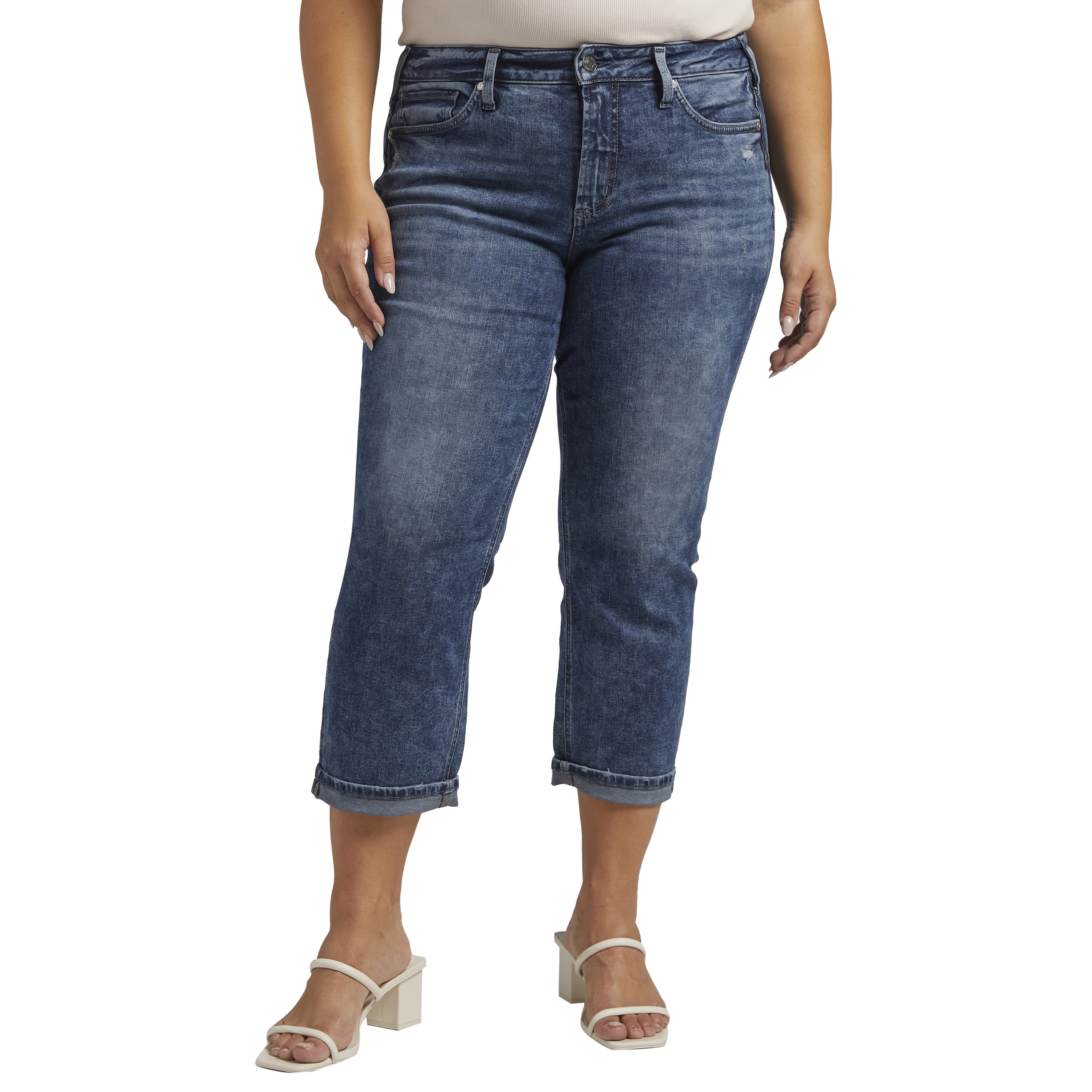 Silver Jeans Plus Size Suki Mid Rise Capri Denim - Walmart.com