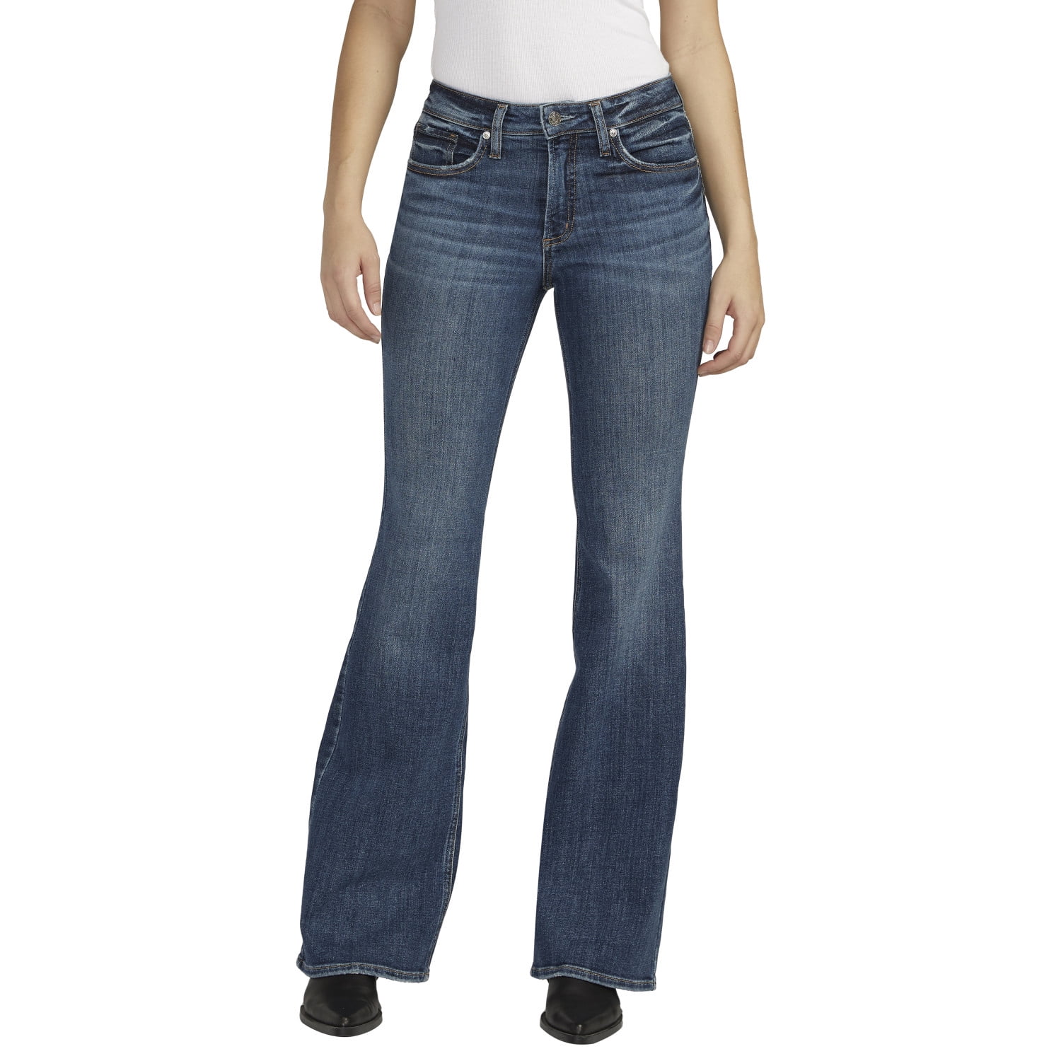 Silver Jeans Co. Women's Most Wanted Mid Rise Flare Jeans, Waist Sizes ...