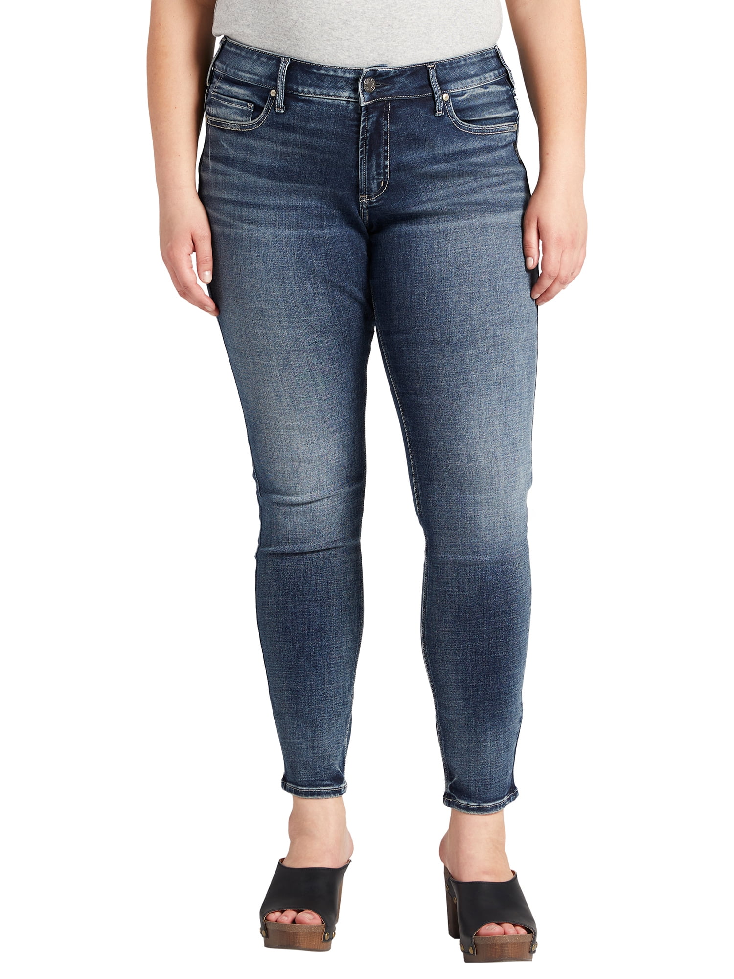 Silver Jeans Co. Women's Plus Size Britt Low Rise Skinny Jeans Waist ...