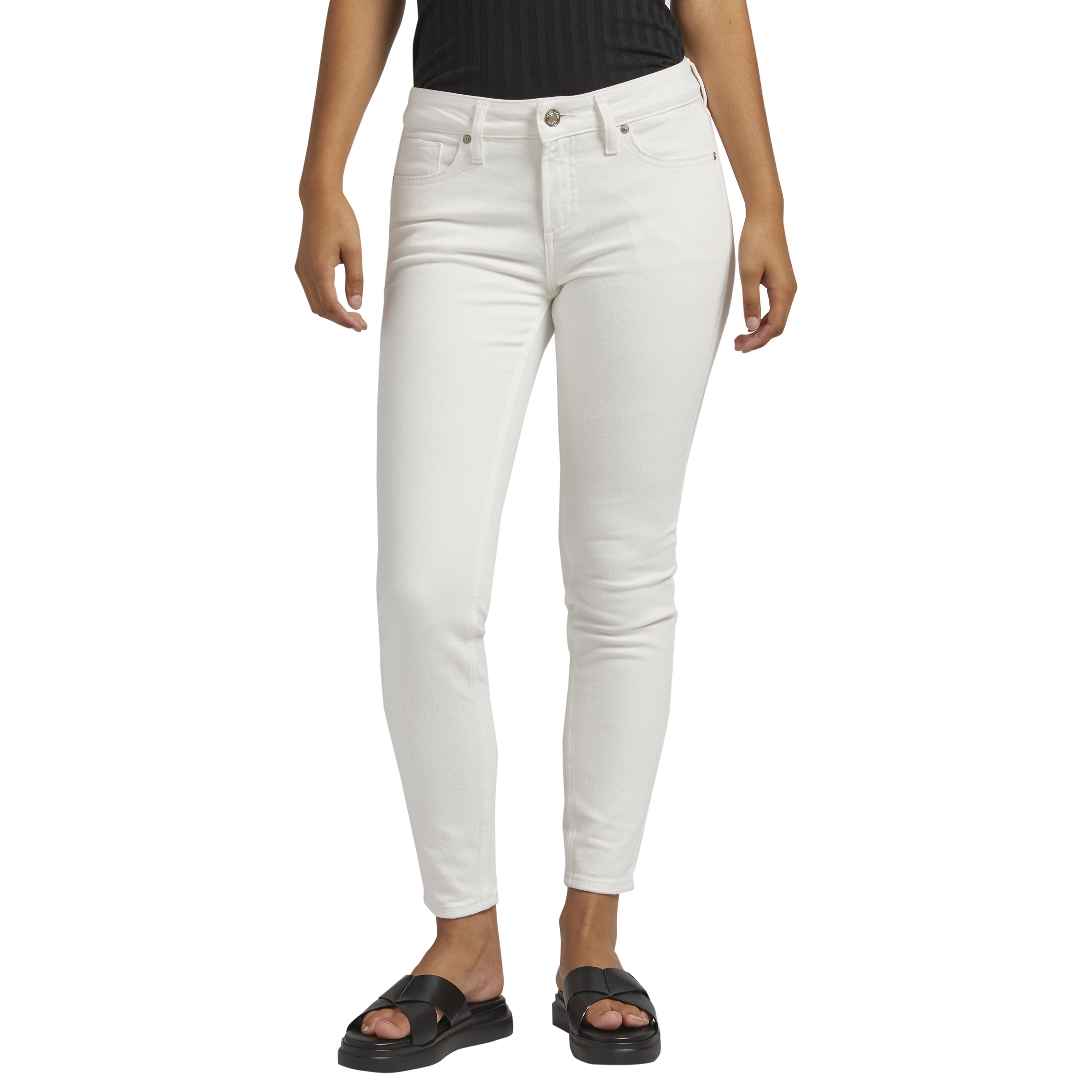 Silver Jeans Co. Women's Suki Mid Rise Skinny Jeans, Waist Sizes 24-34 ...