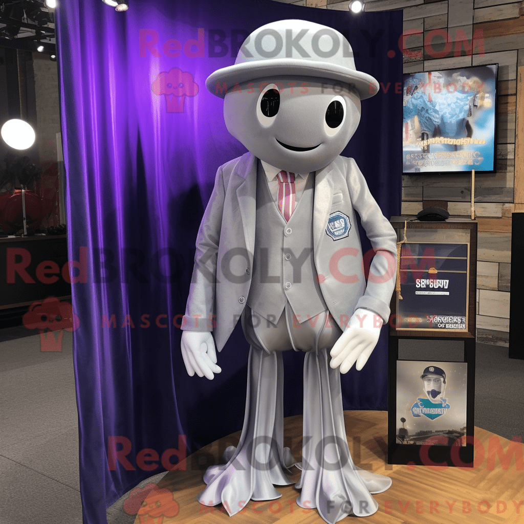 Silver Jellyfish REDBROKOLY mascot costume character dressed with a ...