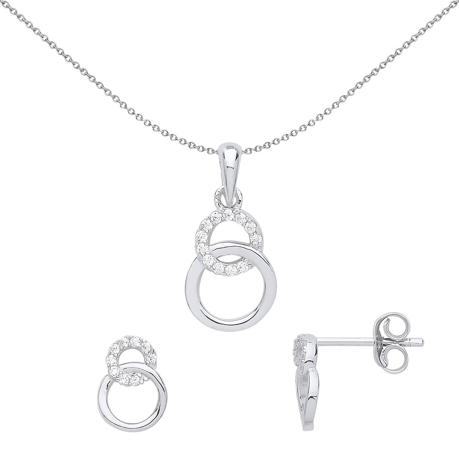 Silver Jewelco London CZ Infinity Interlocking Hoops Stud Earrings ...