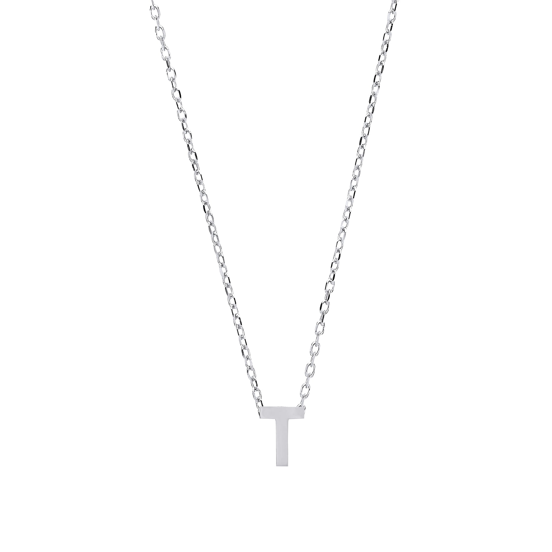 Silver Jewelco London Letter T Initial Pendant Necklace 18 inch ...
