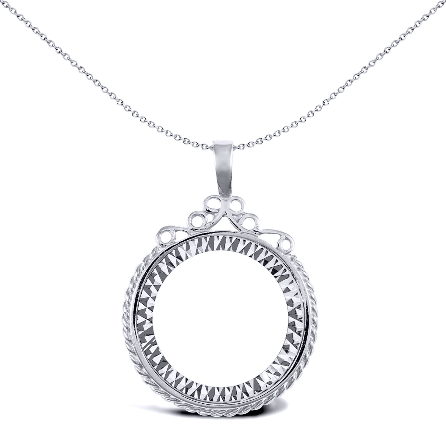 Silver Jewelco London Rope Edge Scroll Top Half Sovereign Coin Mount ...